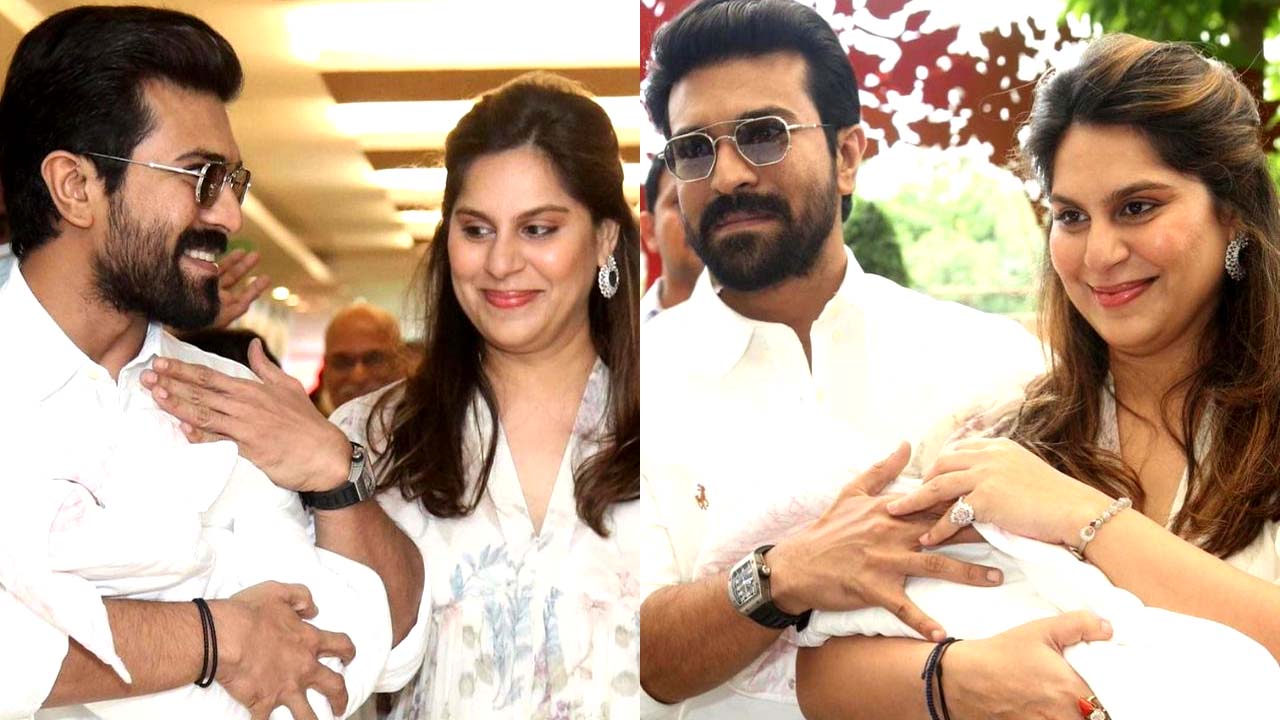 अपनी नवजात बेटी के साथ पहली बार नजर आए एक्टर Ram Charan