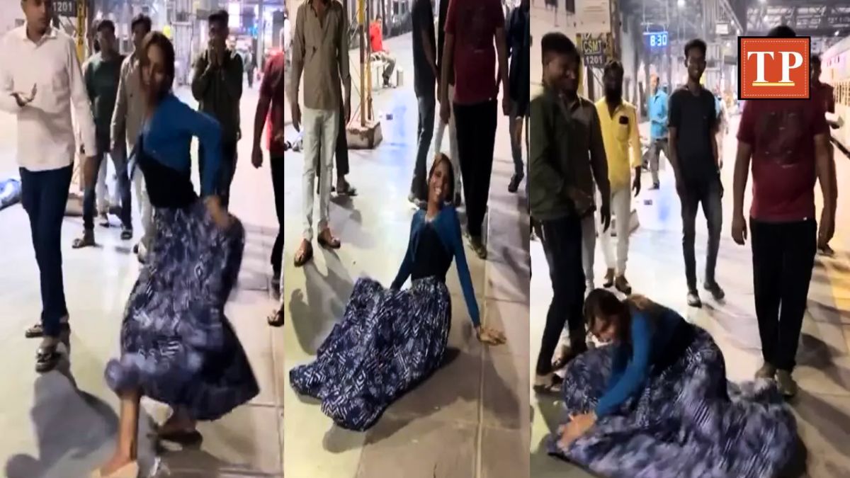 स्टेशन पर देसी गर्ल ने किया धमाकेदार डांस यात्रियों को मारने लगी टक्कर 0483